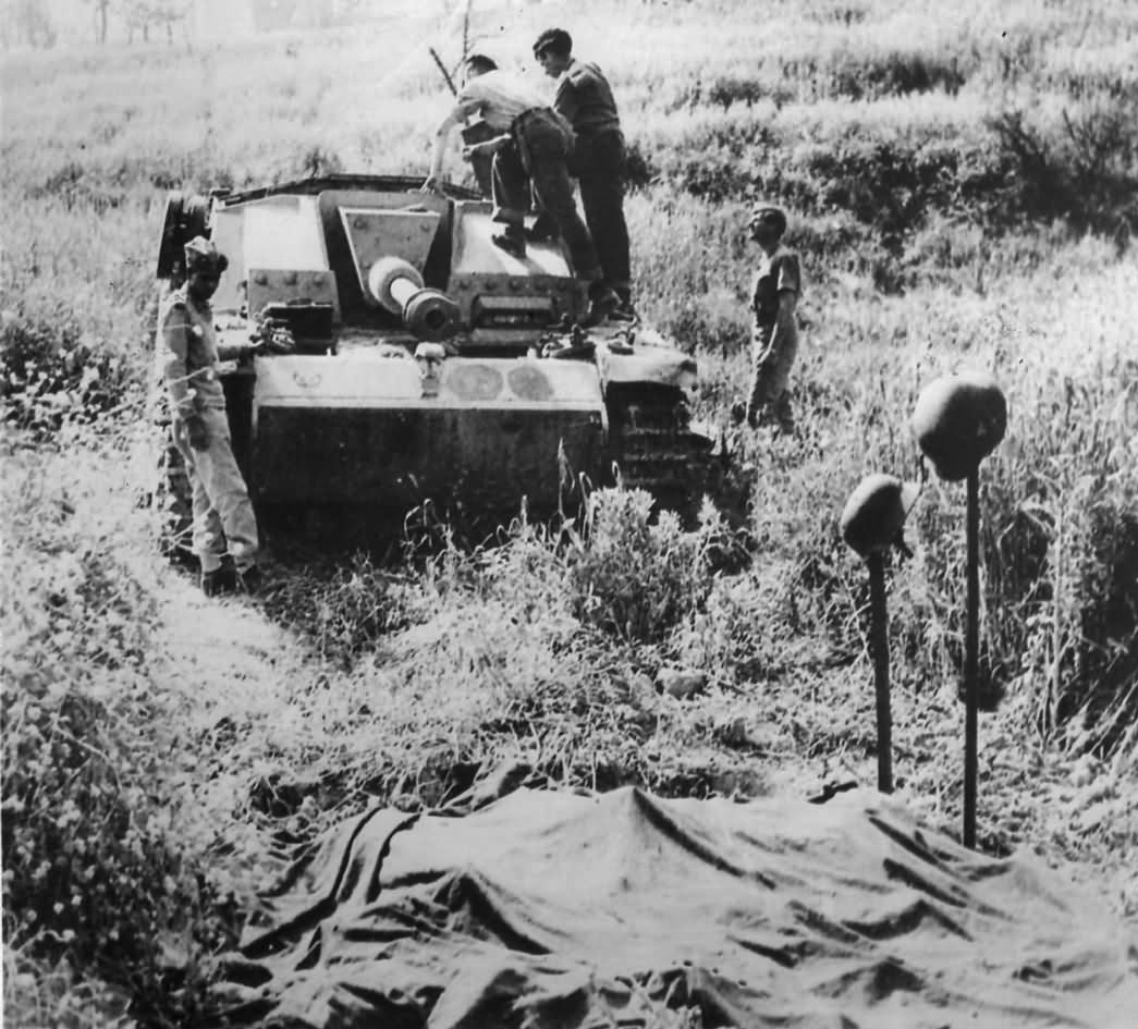 Canadian Troops Bury Crew of Blasted German StuG III in Italy 1944 ...