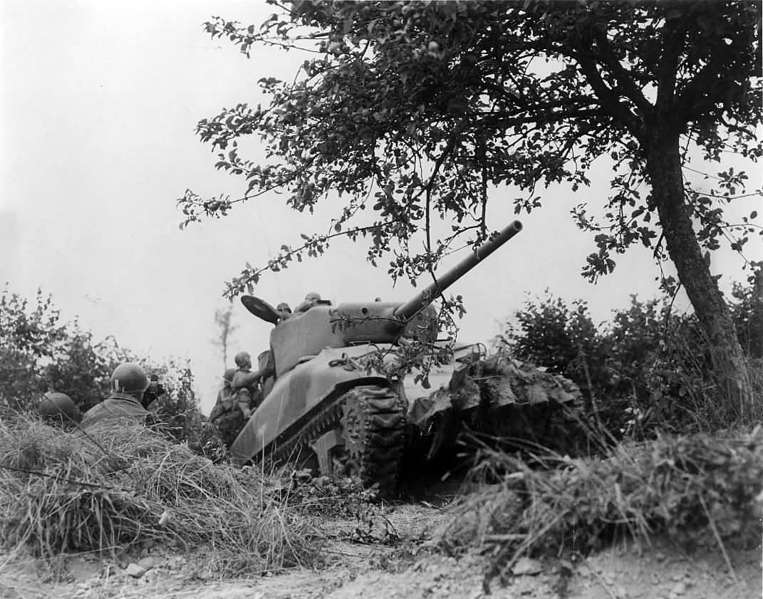 M4A1(76) Sherman Tank with hedgerow cutters in Pont Herbert Normandy ...